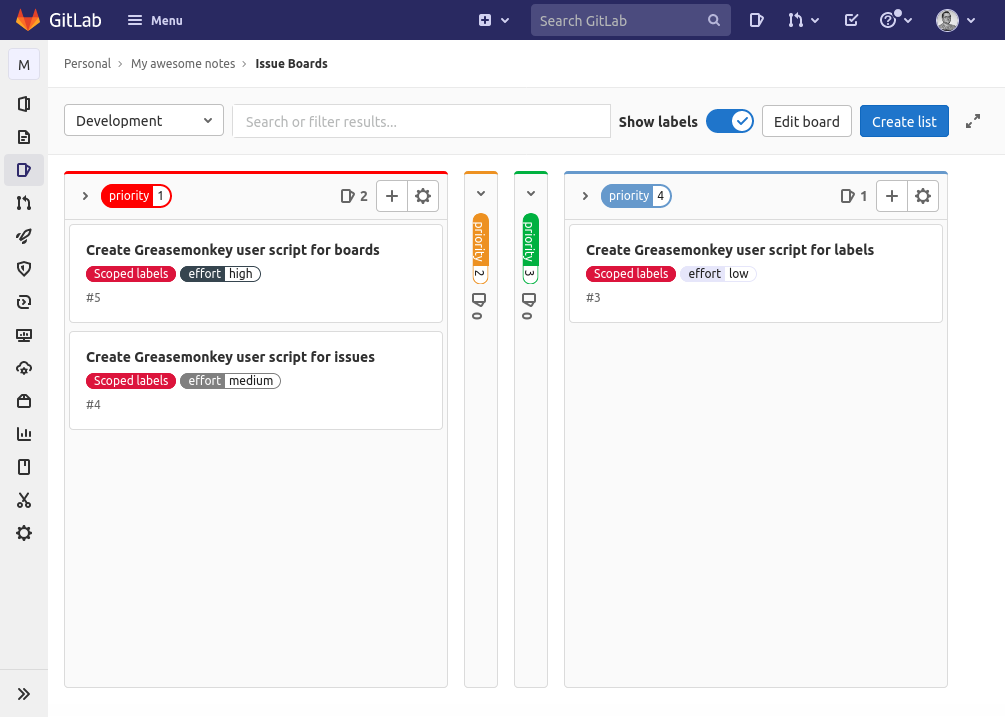 GitHub Milosz greasemonkey gitlab scoped labels Display Scoped