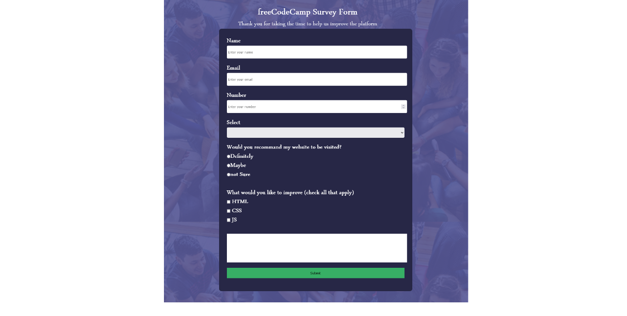 GitHub - alsuhaibi96/survey-website: A template that has a form element ...