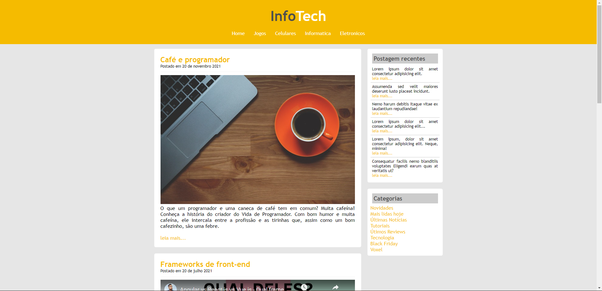 GitHub - Caiollaz/projeto-infotech: Site basico apenas com HTML5 e CSS3 para desenvolvimento