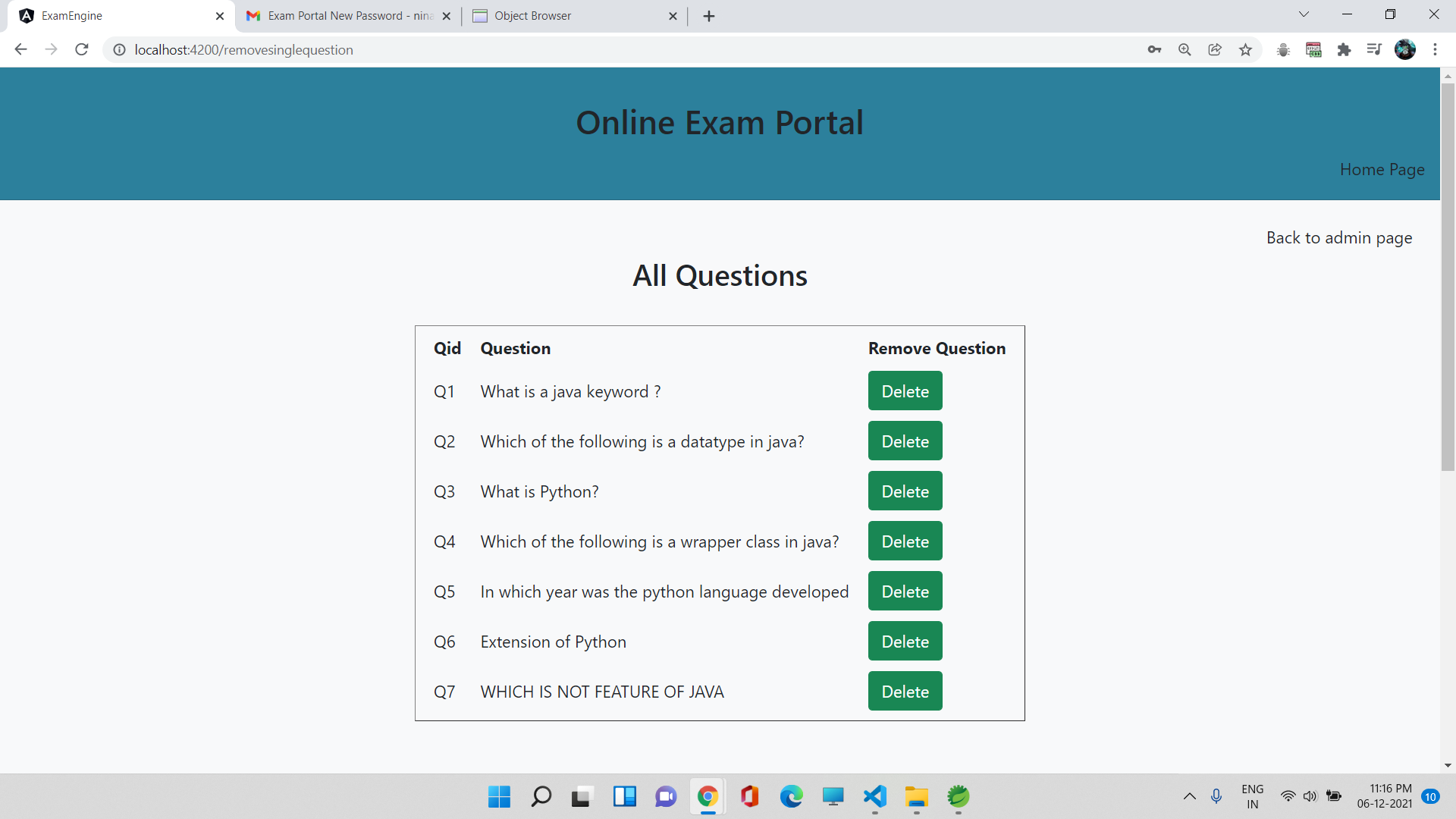 GitHub - ninadraj221/Online-Examination: Project Gladiator LTI