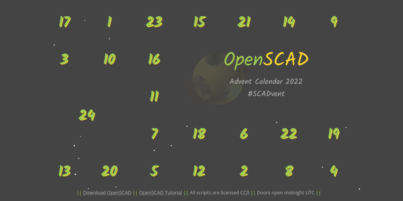 GitHub - openscad/openscad-advent-calendar-2022: Designs for the OpenSCAD Advent Calendar 2022