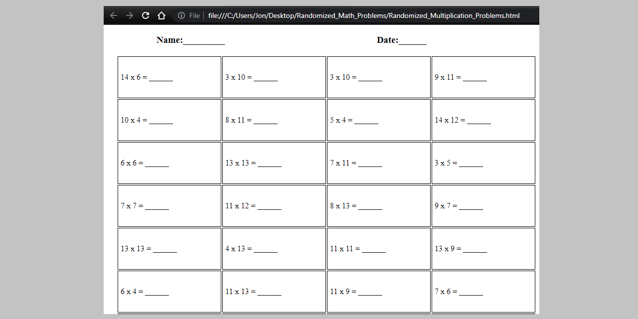 GitHub - spenjo7/Randomized_Math_Problems: Generate Random Math ...