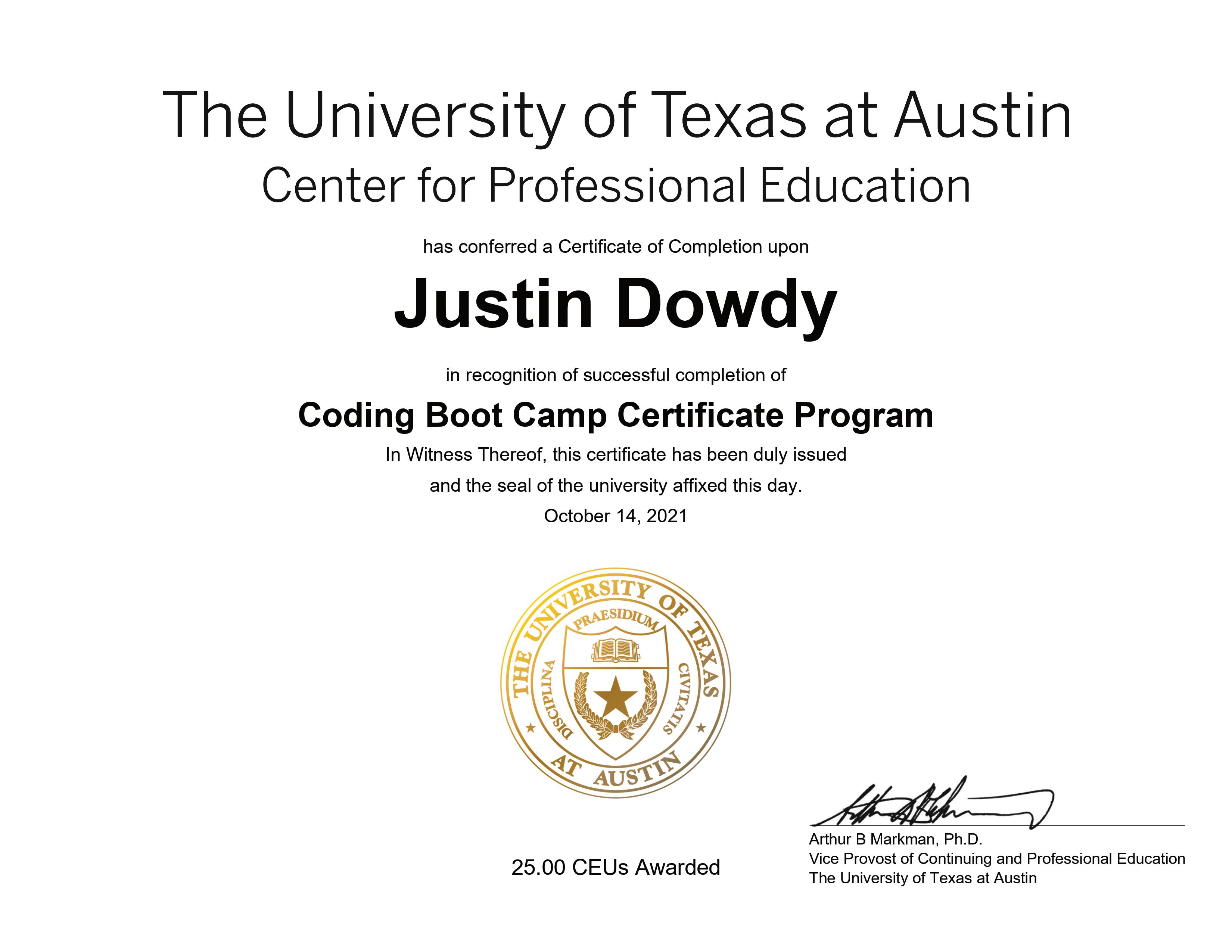 GitHub - JustinDowdy/Coding-Certificate