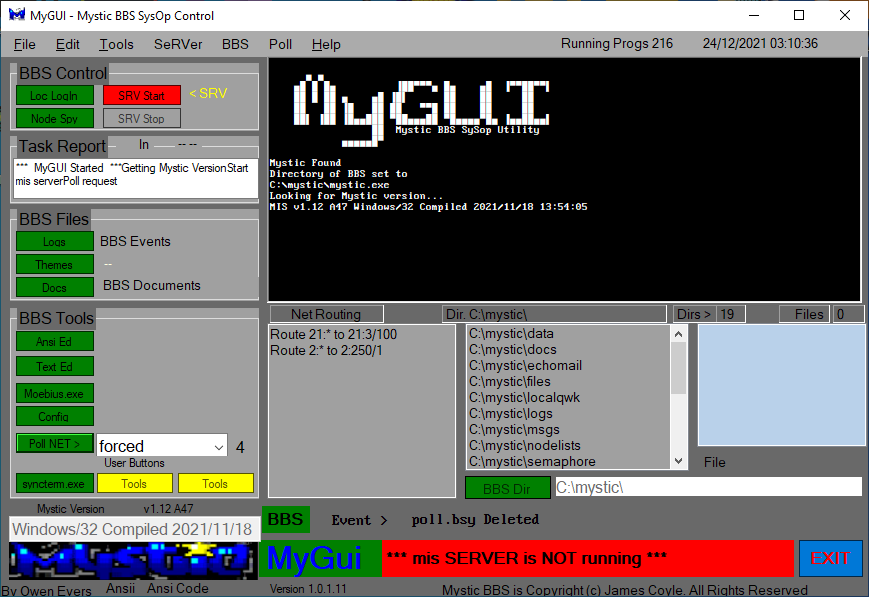 GitHub - OwenEvers/MyGUI-MysticBBS: GUI for Mystic BBS