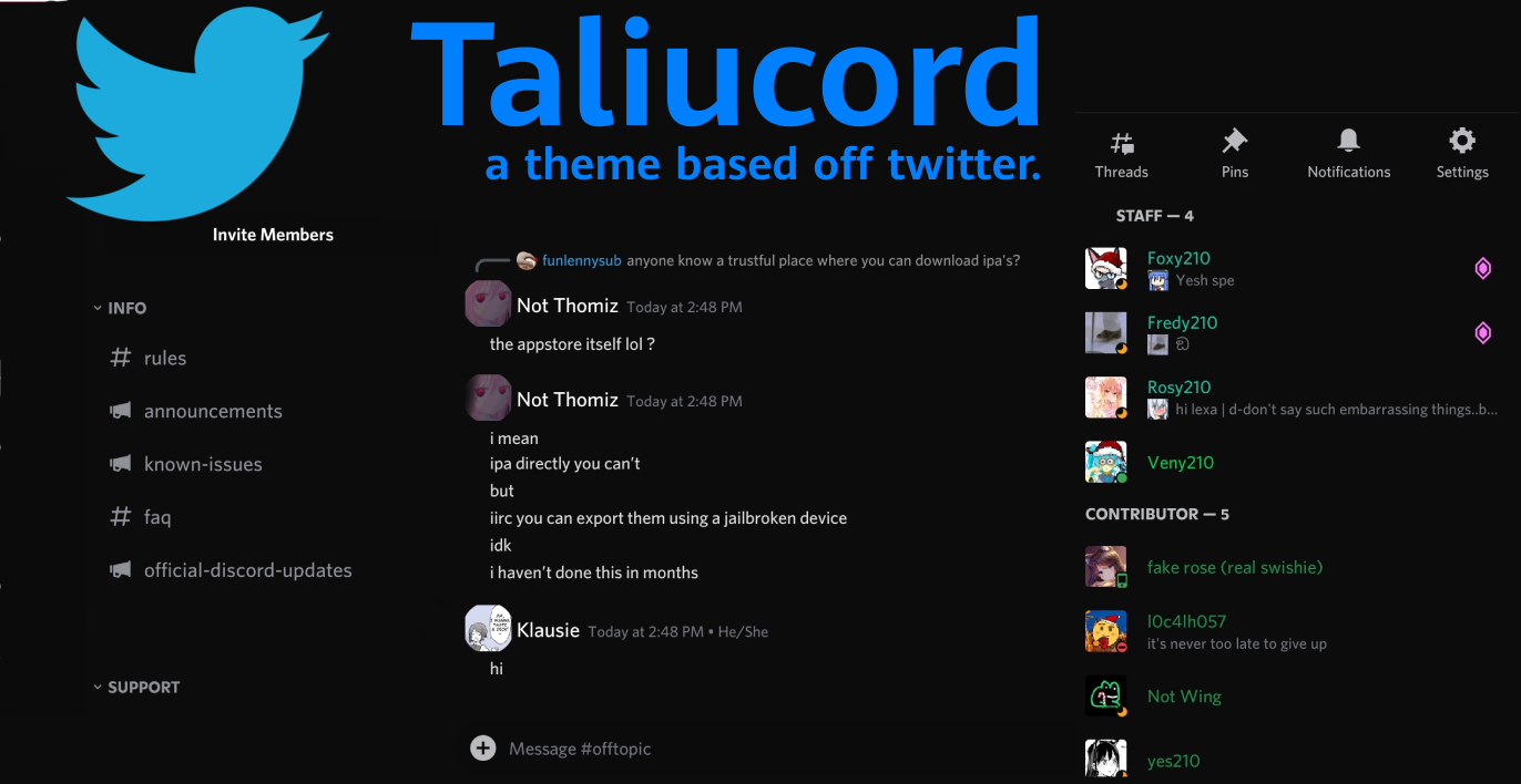 GitHub - NotBadAtPerson/Taliucord: A aliucord theme based off Twitter.