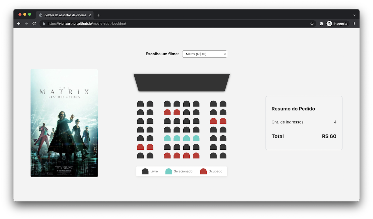GitHub - VianaArthur/movie-seat-booking: Aplicação simples para marcar ...