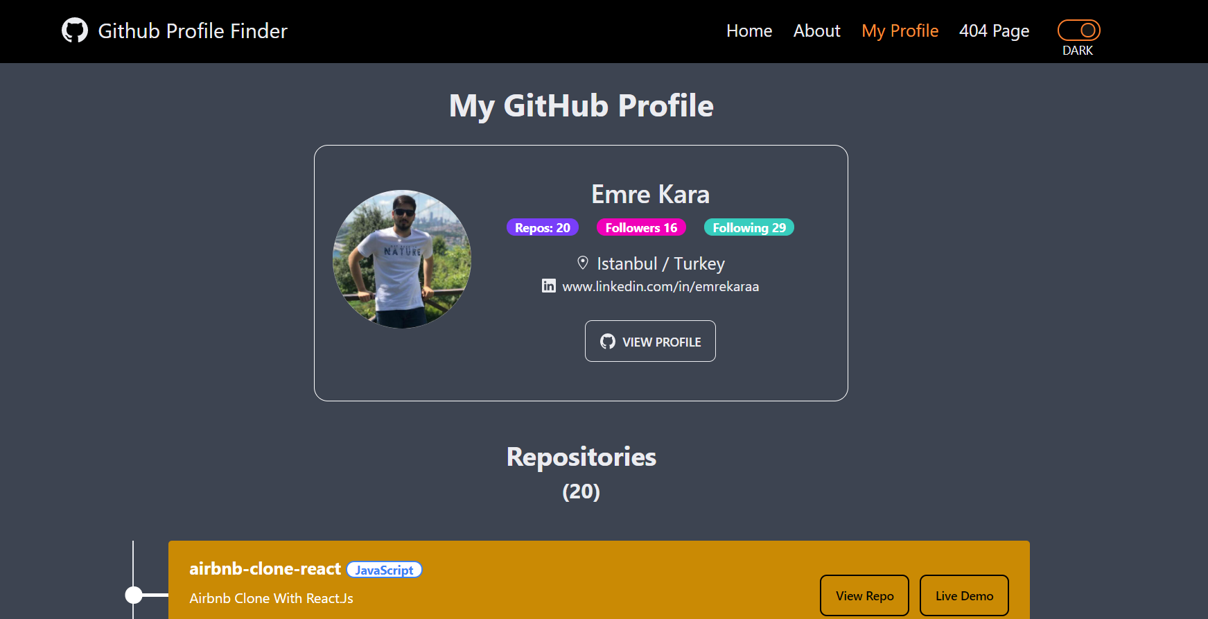 GitHub Emrekaraa github finder react GitHub Profile Finder App With