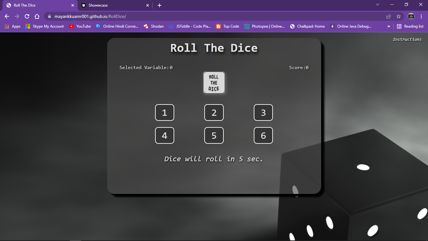 GitHub - mkgupta01/RollDice: This a game made entirely using HTML,CSS ...