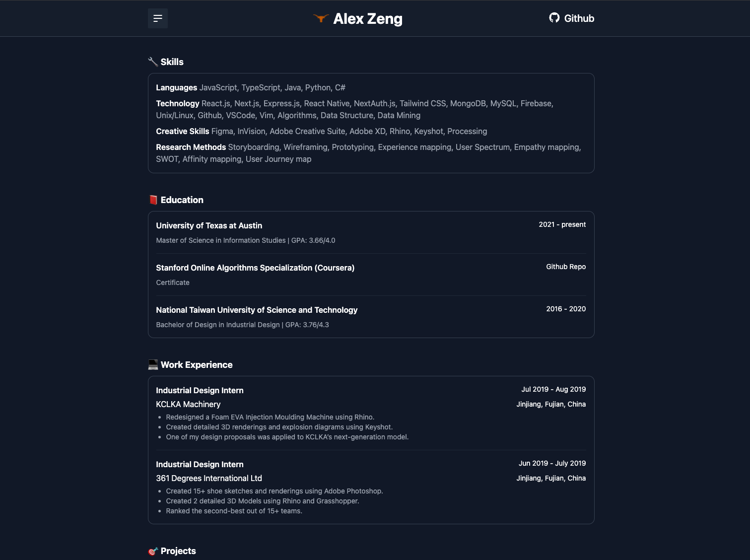 Github Zengjilie Resume