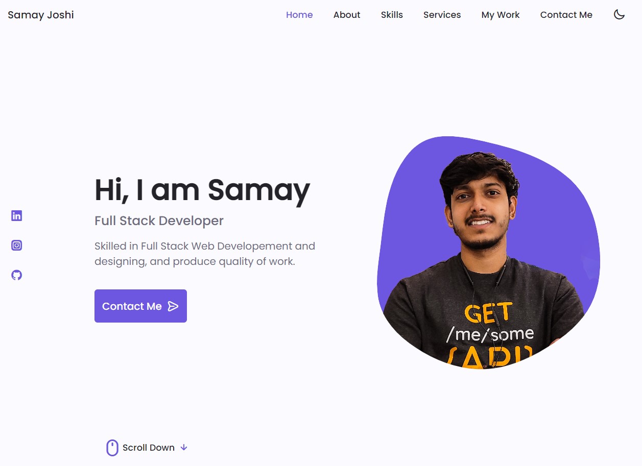GitHub - samayjoshi23/myPortfolio: This is my student (fresher ...