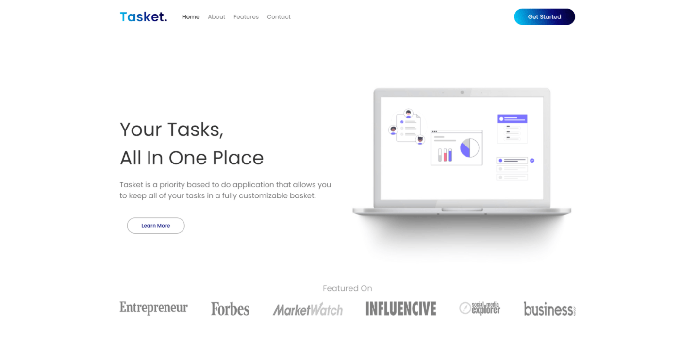 GitHub - stefkudla/tasket-landing-page: raw HTML and CSS web design