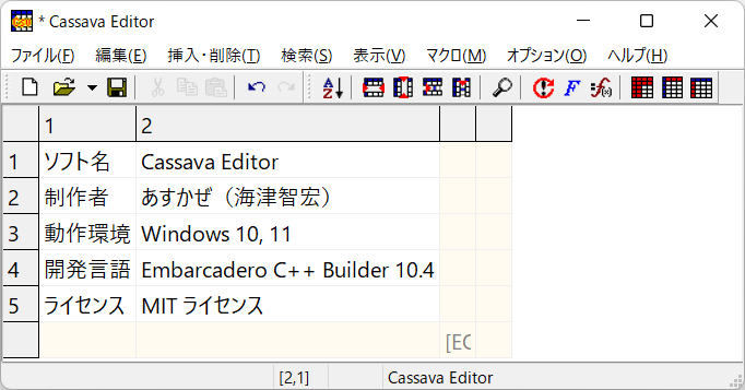GitHub - asukaze55/cassava-editor: CSV editor