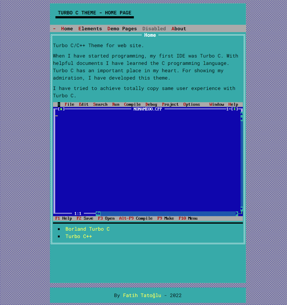 GitHub Fatihtatoglu blog theme turboc Turbo C C Web Theme