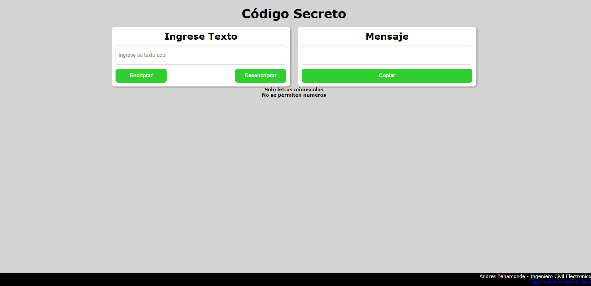 GitHub - abahamonden/Challenge-One: Encriptador y Desencriptador