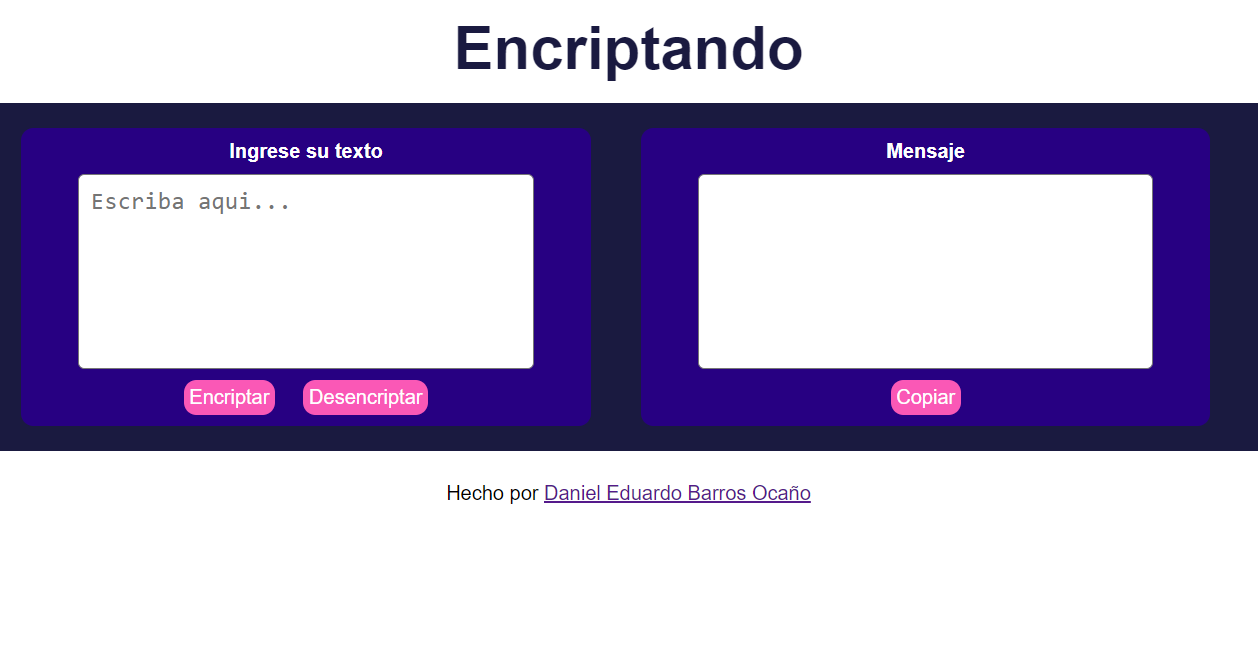 GitHub - danielbarros01/Encriptador: Encriptador de texto, realizado en el primer challenge de ...