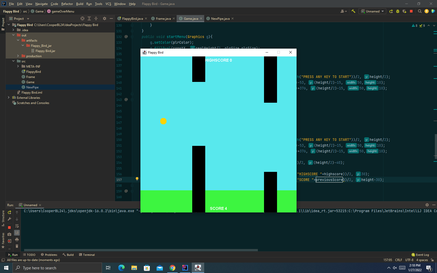 GitHub - Bowabadis/FlappyBird: Flappy Bird I made last week of 1st ...