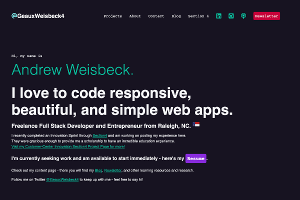 GitHub - GeauxWeisbeck4/GeauxWeisbeck4.dev-V1.0: My personal website, resume/cv, portfolio, and ...