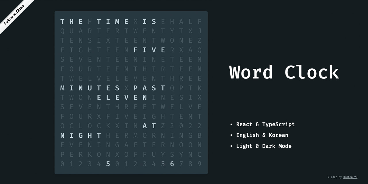 GitHub - baadaa/word-clock-react: Word Clock that displays current time ...