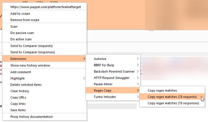 GitHub Honoki burp copy regex matches Burp Suite Plugin To Copy 