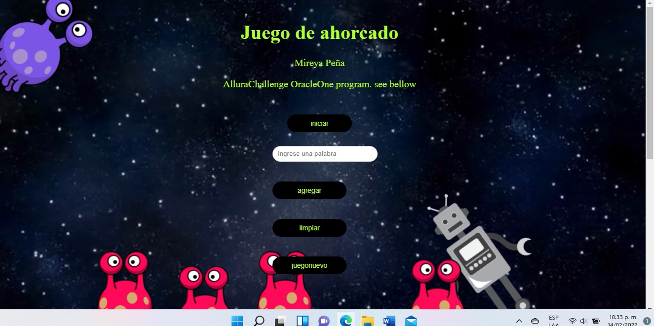 GitHub - MireyaPenhaCarcamo/challengeonejuegoahorcado: Juego ahorcado en javascript