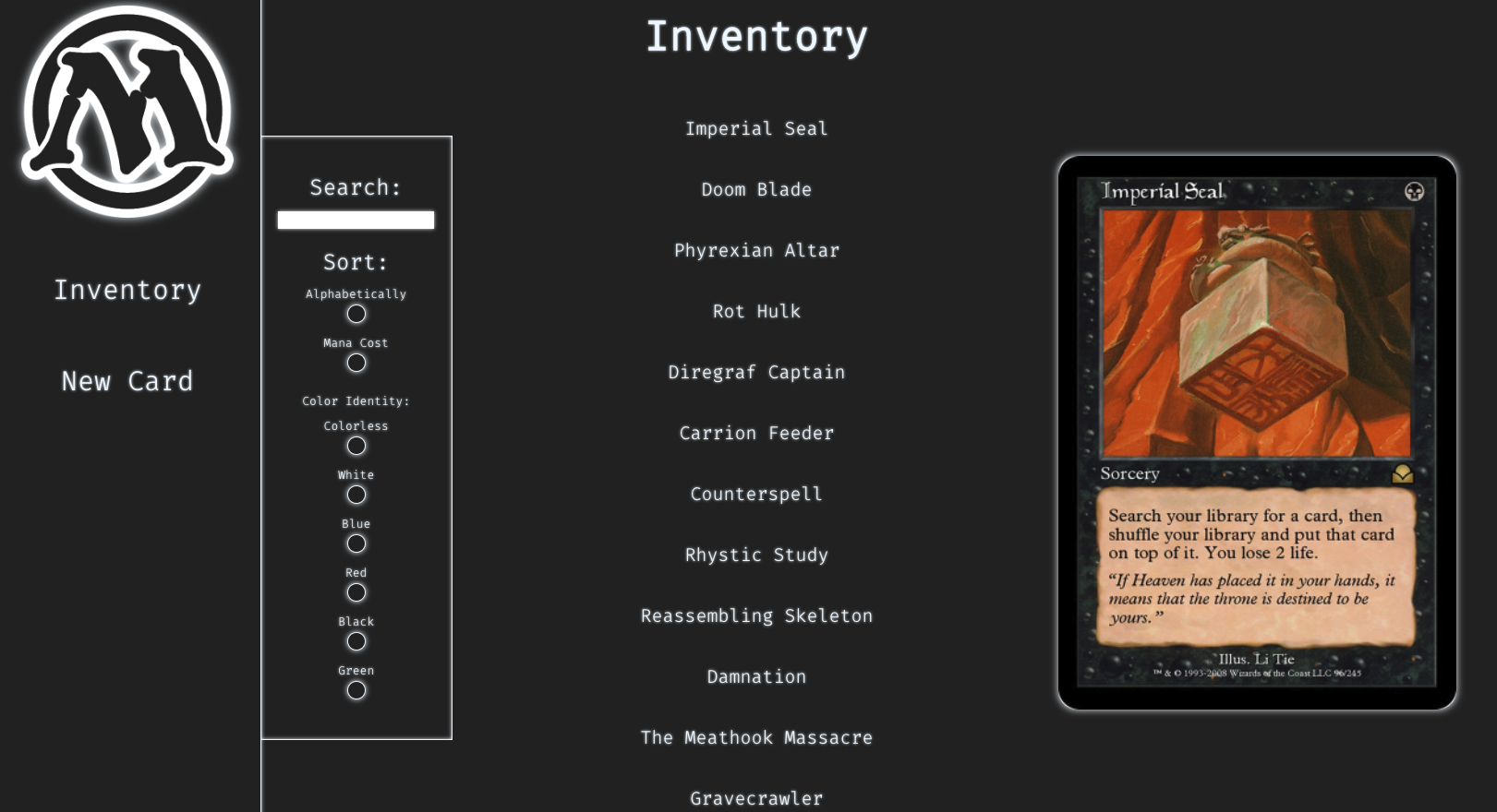 GitHub - StygianLiege/MTG-Inventory: Magic the Gathering Inventory