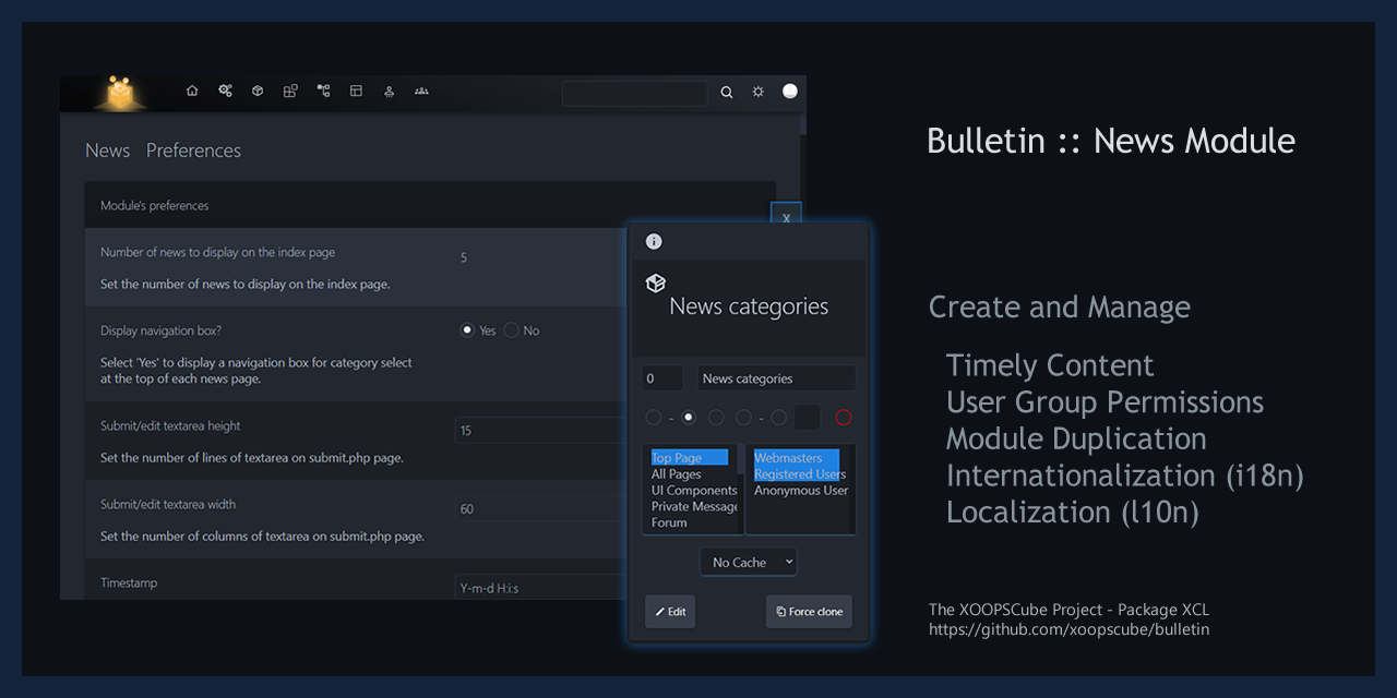 GitHub - xoopscube/bulletin: 📦 News module for Package XCL
