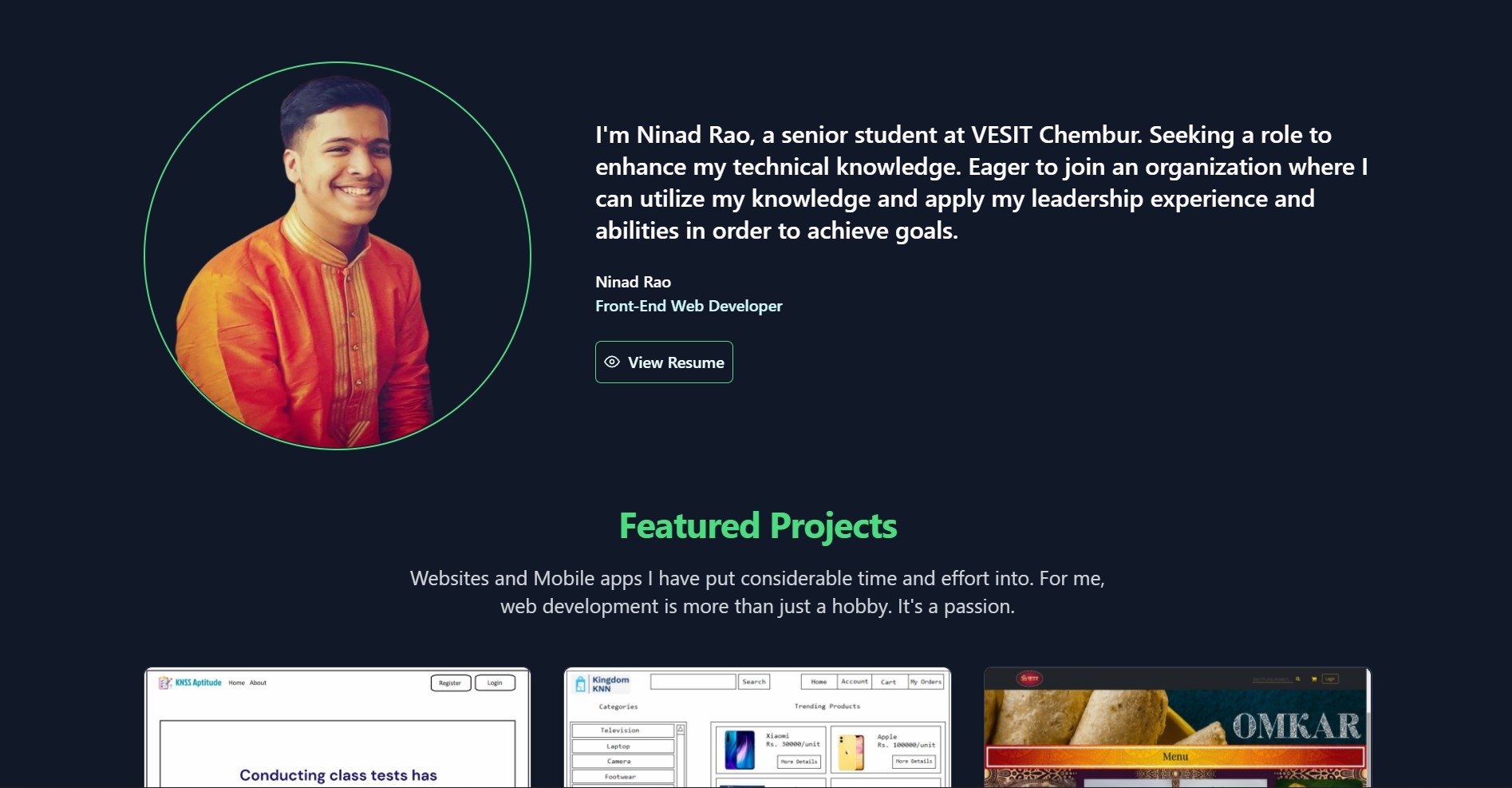 GitHub - NinadRao0707/final-portfolio: My portfolio gives a brief ...