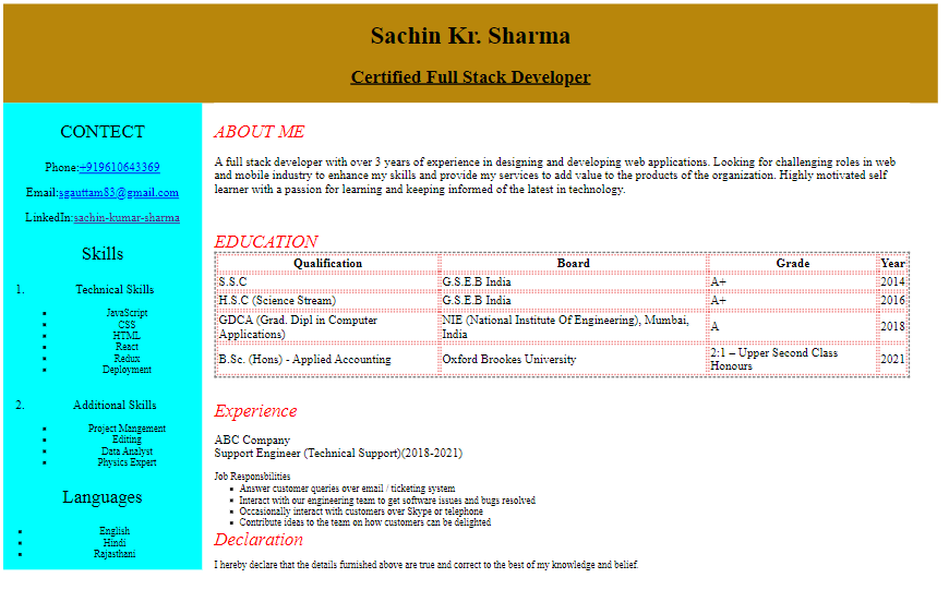 GitHub - sachingauttam/Responsive-Resume
