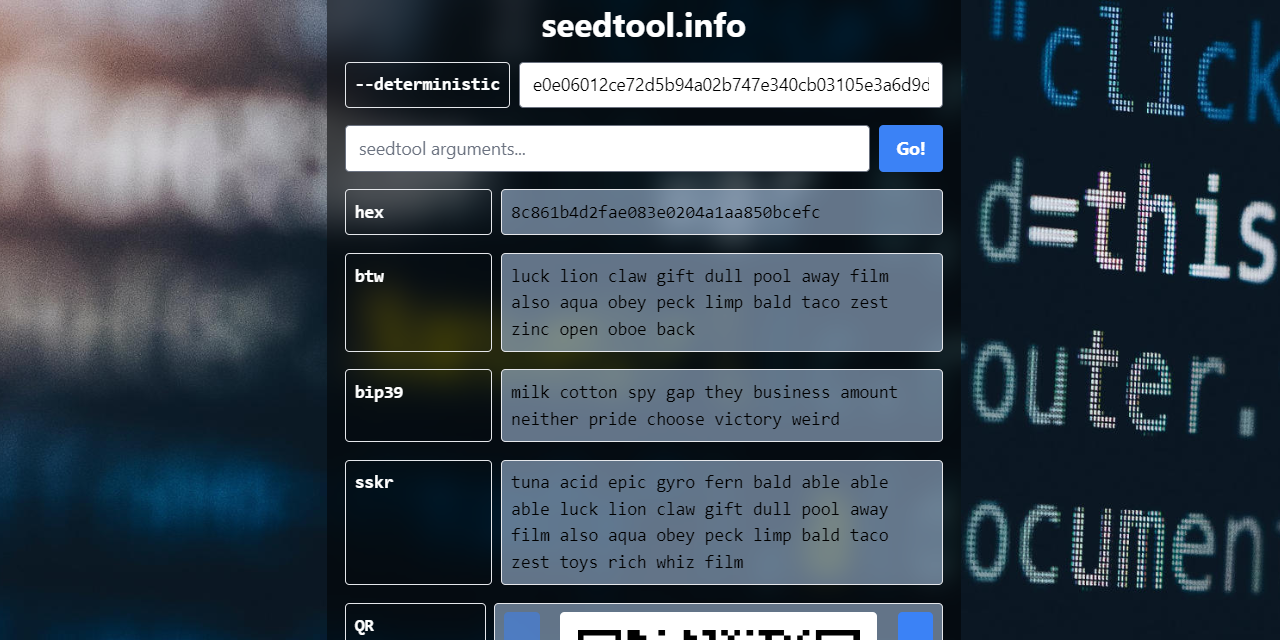 GitHub - BlockchainCommons/seedtool.info: A web-based cryptographic seed generator.