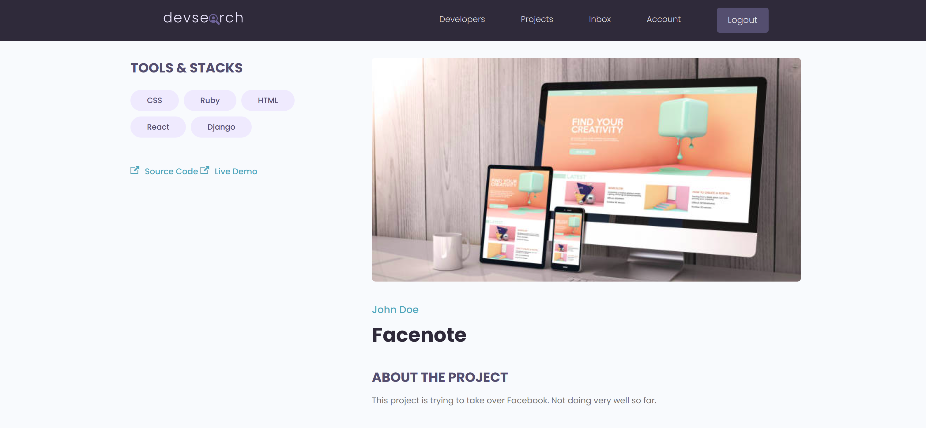 GitHub - jakub-milanowski/devsearch: DevSearch is a Django based project with a simple REST ...