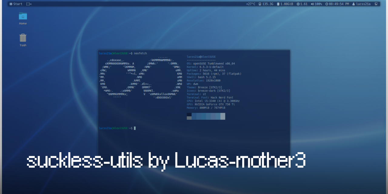 GitHub - Lucas-mother3/suckless-utils: My builds of suckless utilities (thanks for speedie for ...