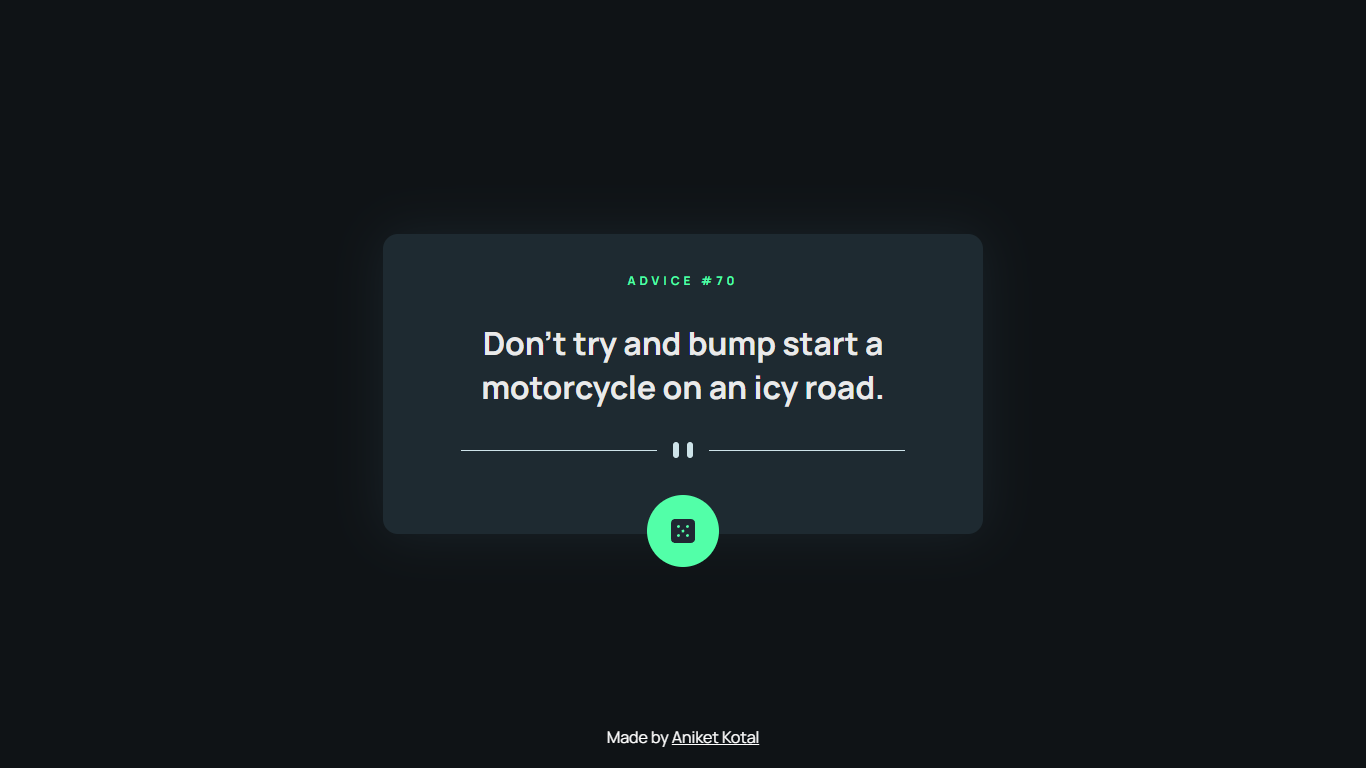Github Aniketkotal Advice Generator App Main A Random Advice