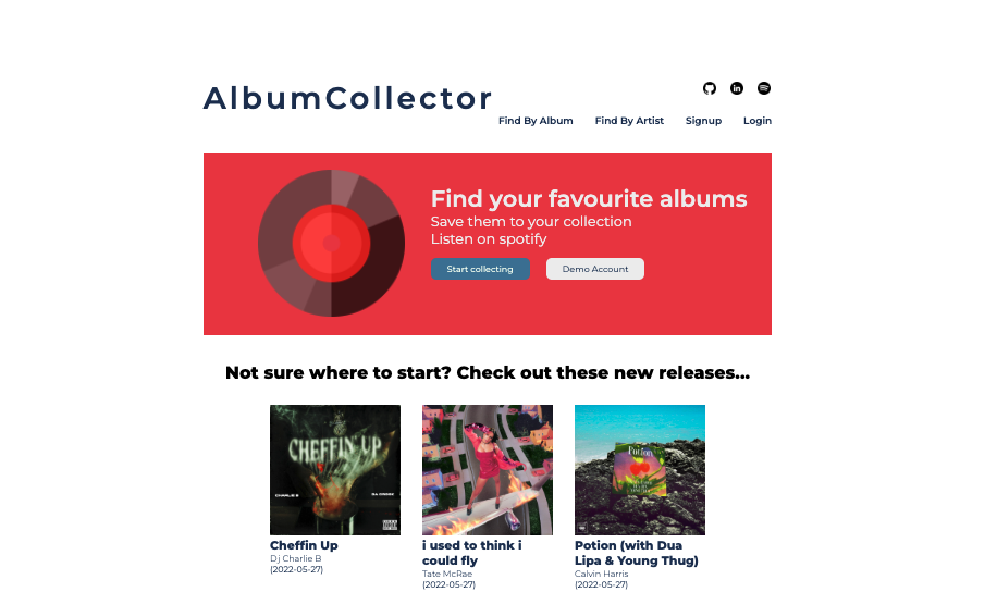 GitHub - jontoye/album-collector: Django Website for Storing Album ...