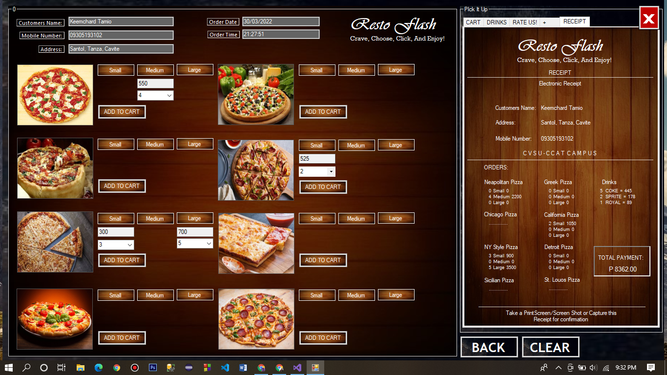 GitHub - Keemchard/Resto-Flash: Pizza Ordering Management System using ...