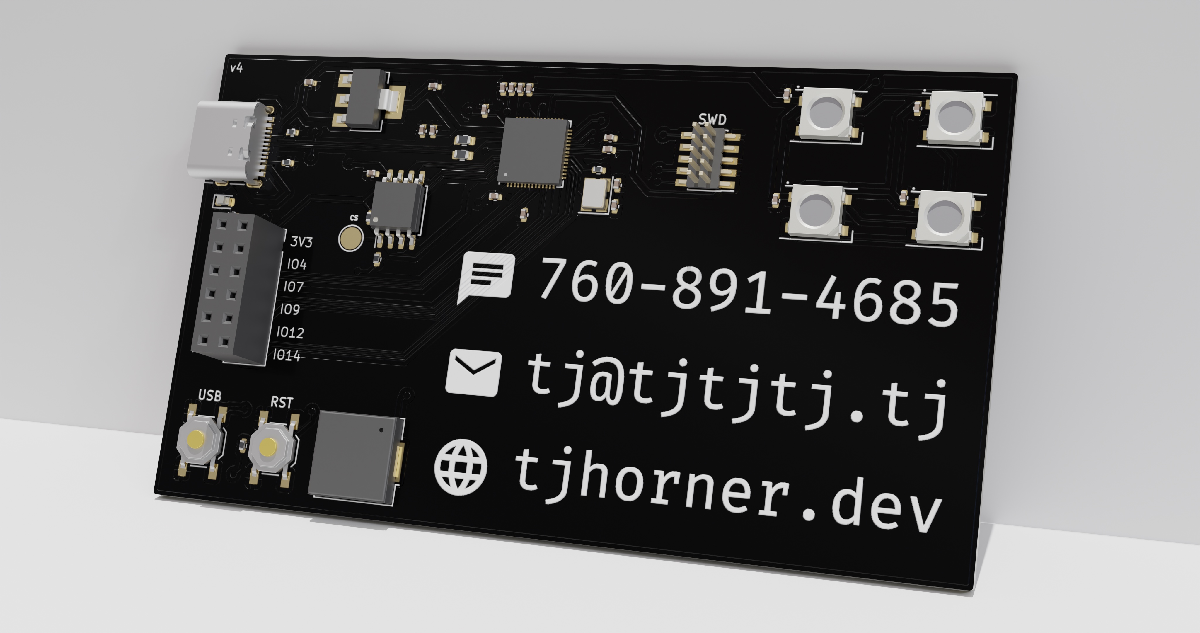 GitHub - tjhorner/bizcard: Documentation and source files for my functional PCB business card