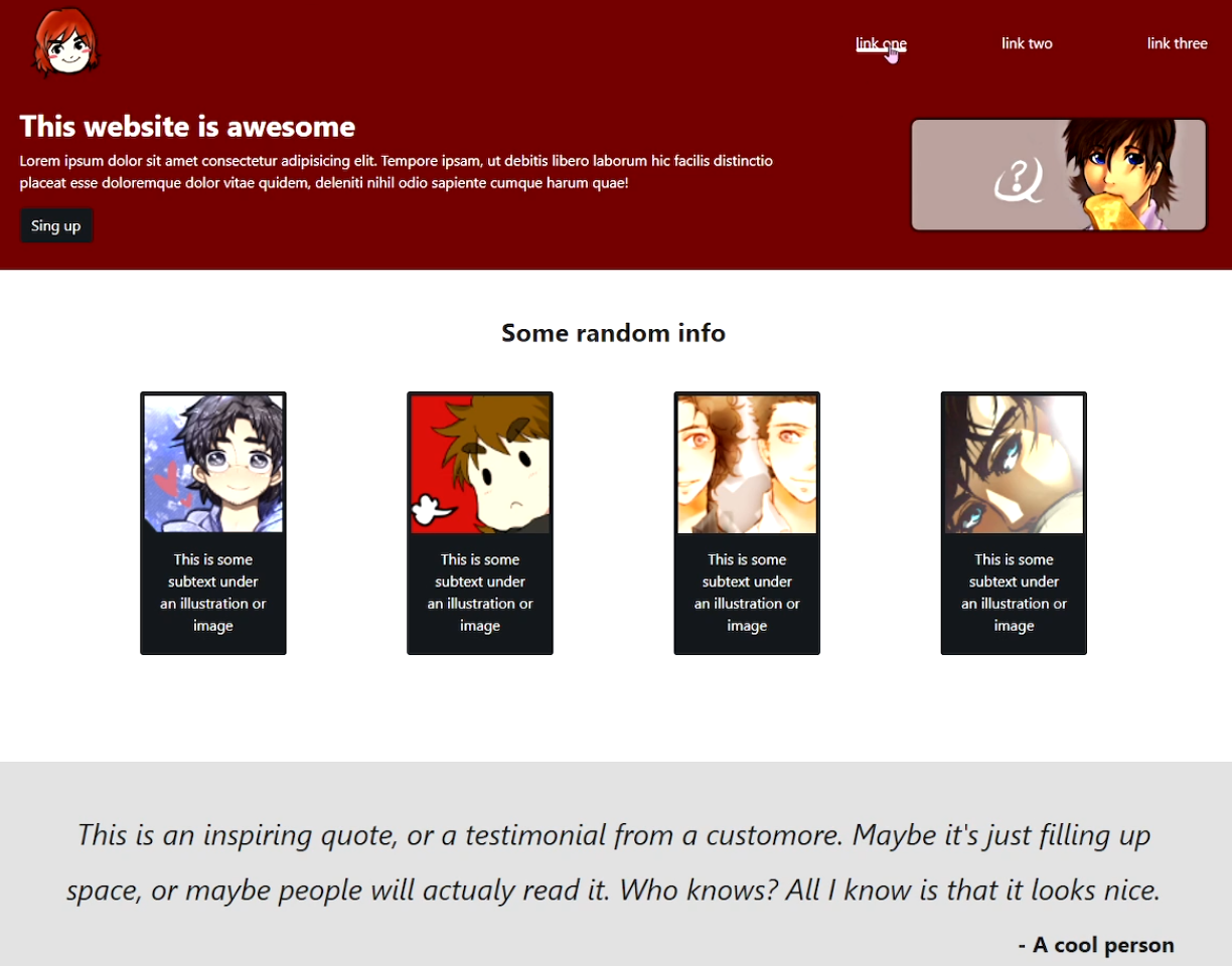 GitHub - emmegray/odin-landing-page: Simple landing page exercise with HTML and CSS