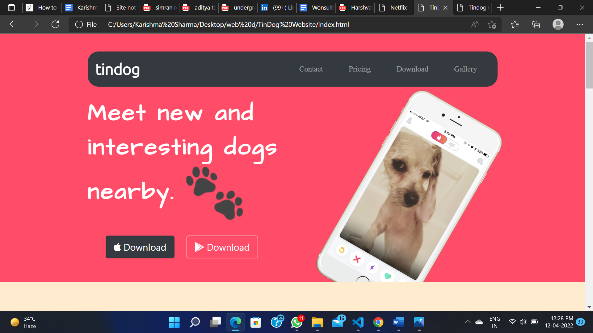 GitHub - sharmakarish/Tindog-Website: a responsive website made using HTML, CSS, JavaScript ...