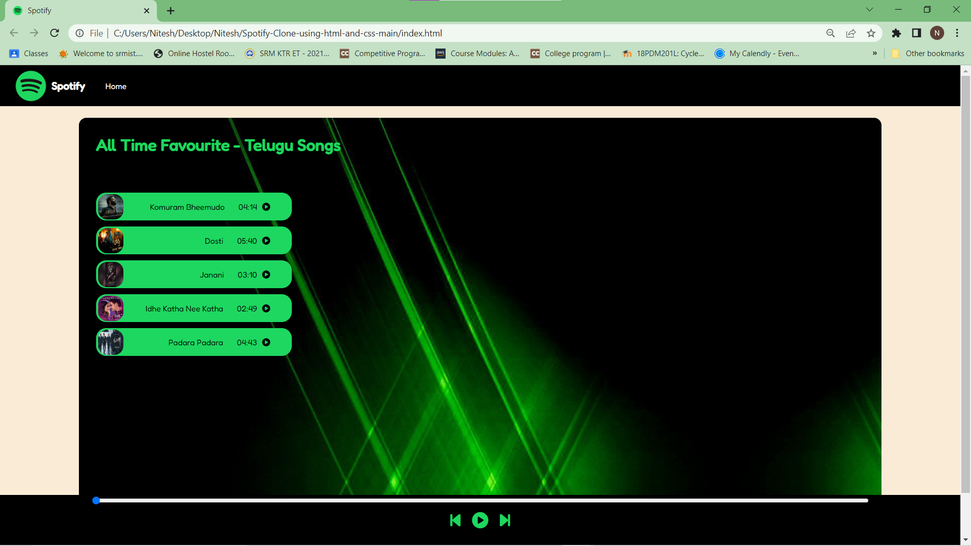 Github Nitesh544spotify Clone 