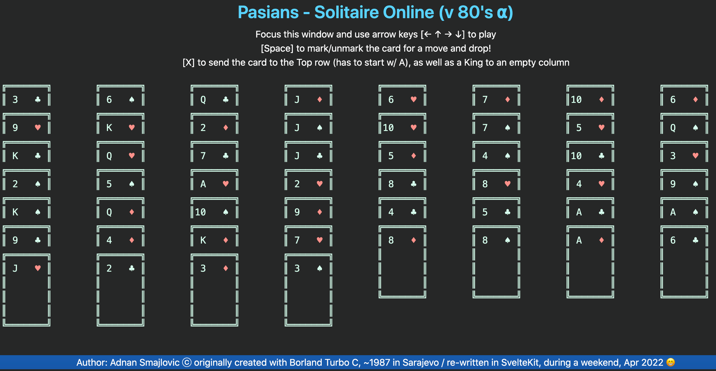 GitHub - adnansmajlovic/pasians: good old times game