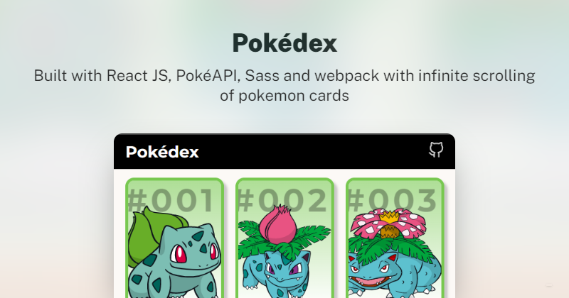 Github Shanpriyanpokedex Pokédex Built With React Js Pokéapi Sass And Webpack 3791