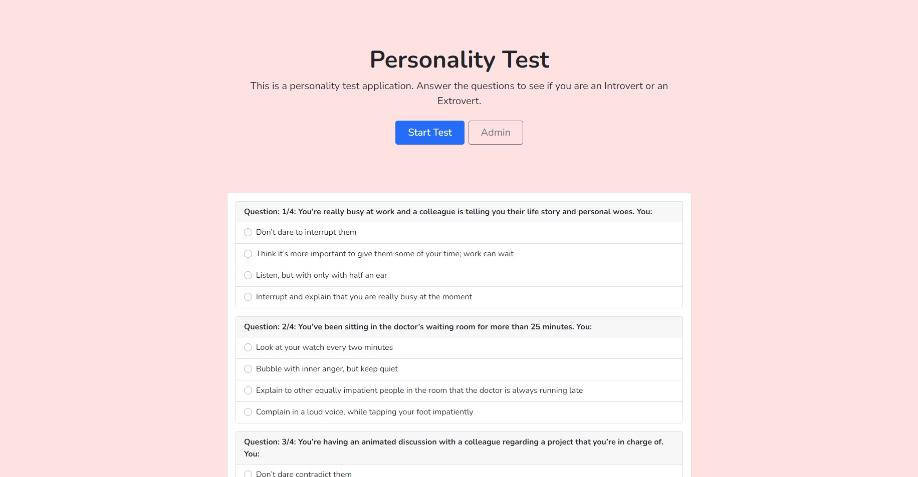 GitHub - Ershn00/laravel-personality-test: Personality test application