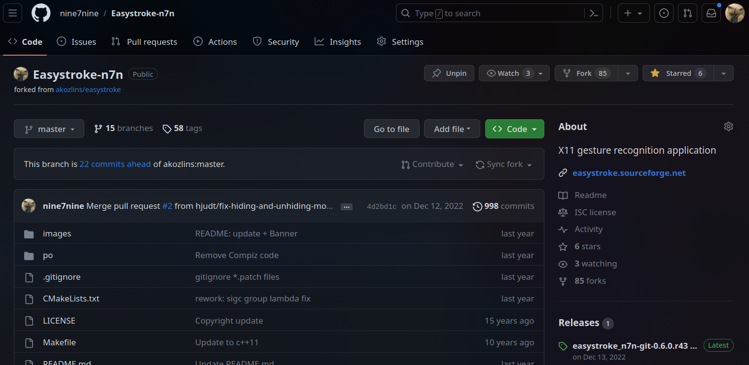 GitHub - nine7nine/Easystroke-n7n: X11 gesture recognition application