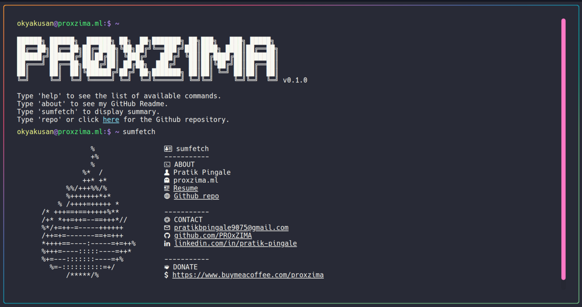 GitHub - PROxZIMA/proxzima.github.io: Hey! Welcome to my Teminal based ...