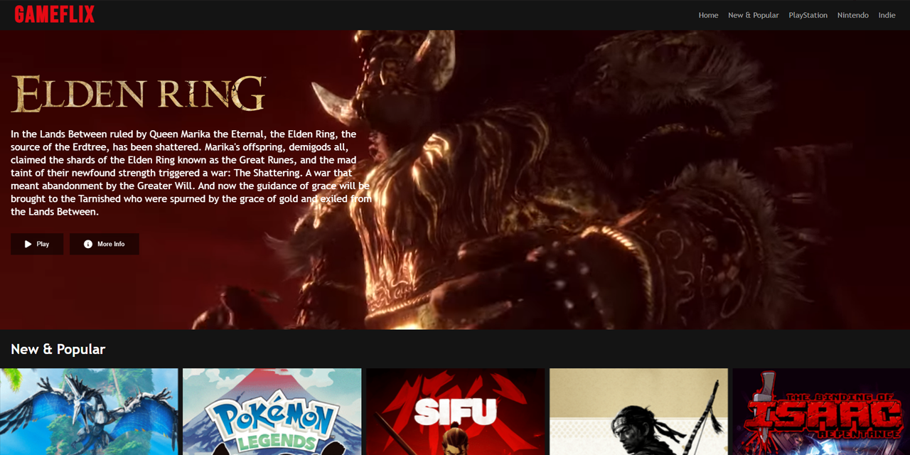 GitHub - erika-freitas/gameflix: A Netflix UI clone