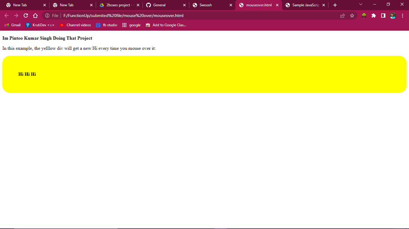 Mouse over mouseover html At Main 21pintoo singh Mouse over GitHub