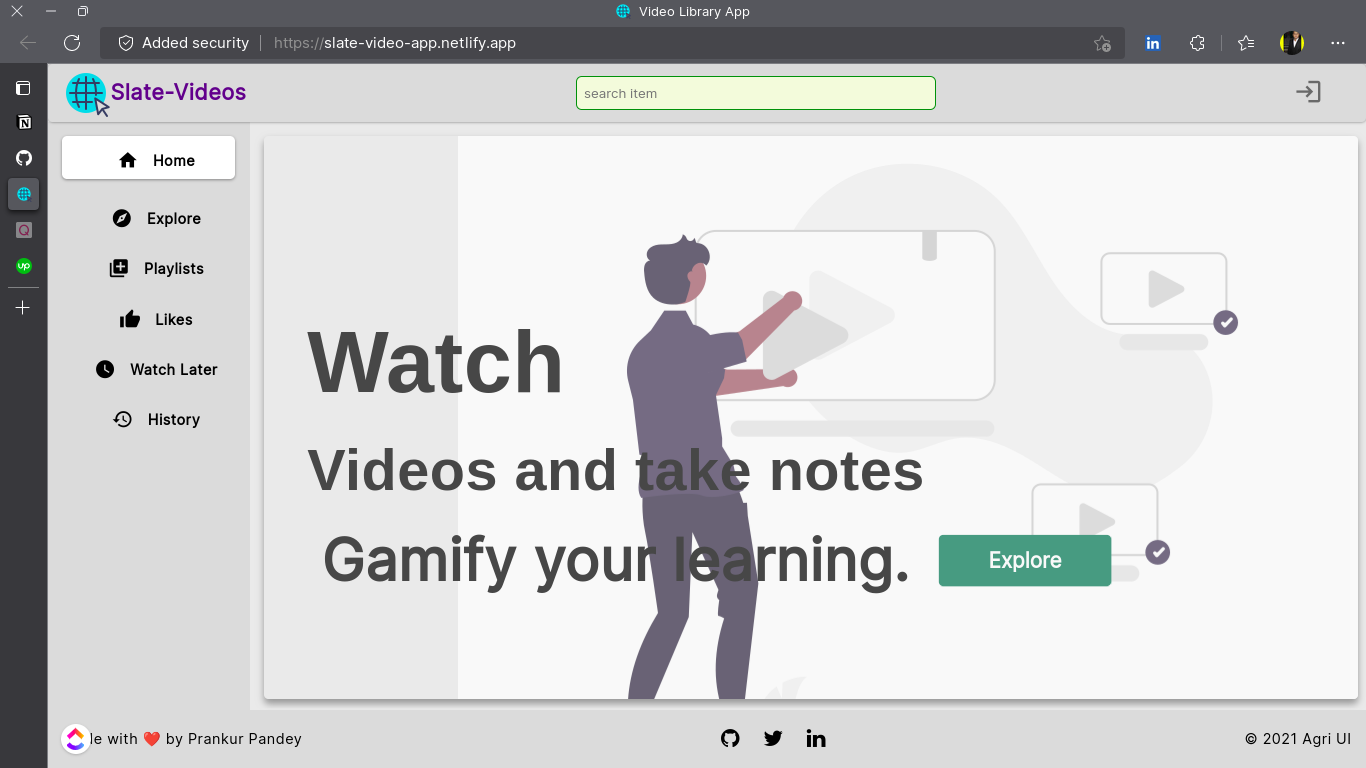 GitHub - atdsoftwares/Slate-Video-Library: A video library app having ...