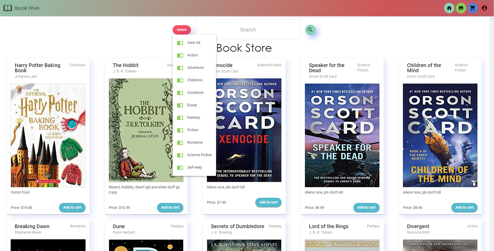 GitHub - alisonwalker23/BookStore: Recieved problem statement, created ...
