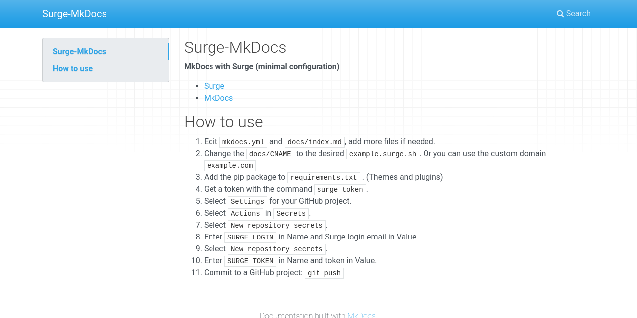 GitHub - fu-sen/Surge-MkDocs: 📃 MkDocs with ⚡ Surge (minimal configuration)
