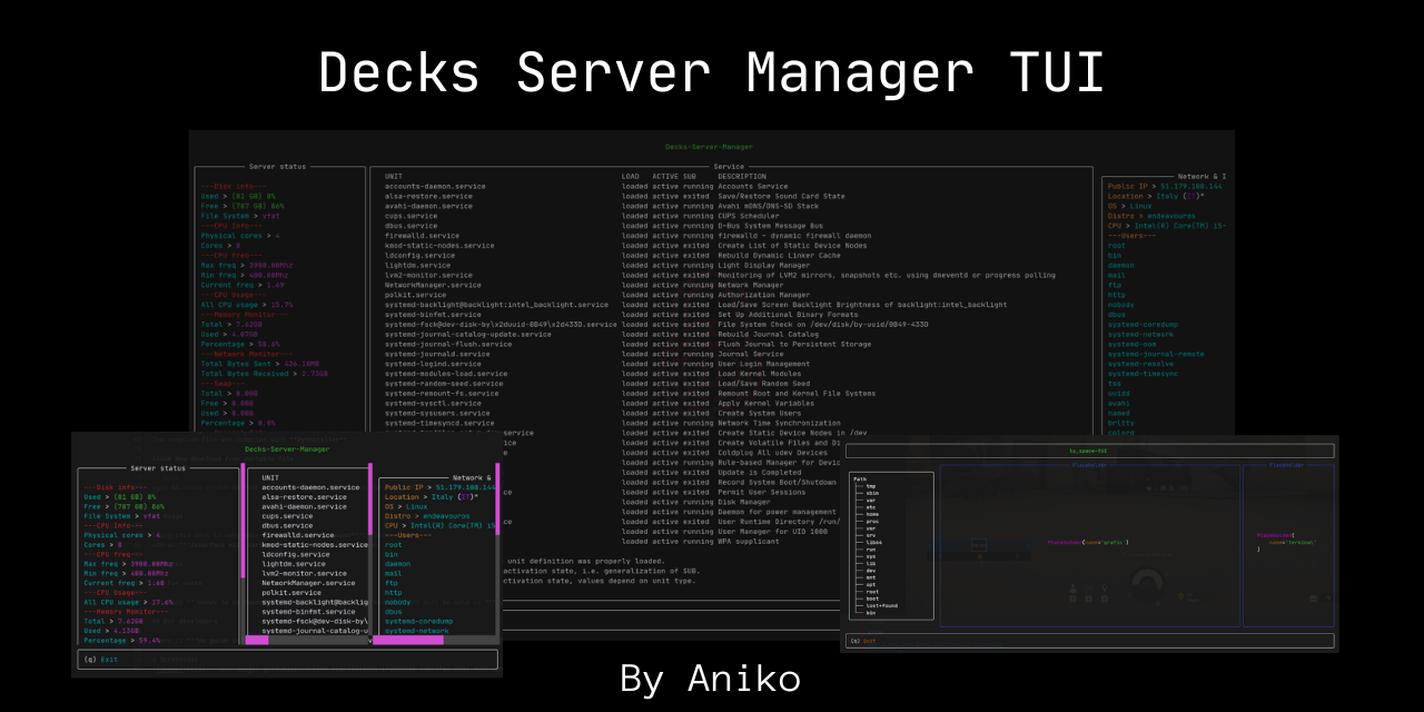 Github Aniko33dsm Tui Dsm Tui Decks Server Manager Tui Is A Tool That Allows Server 