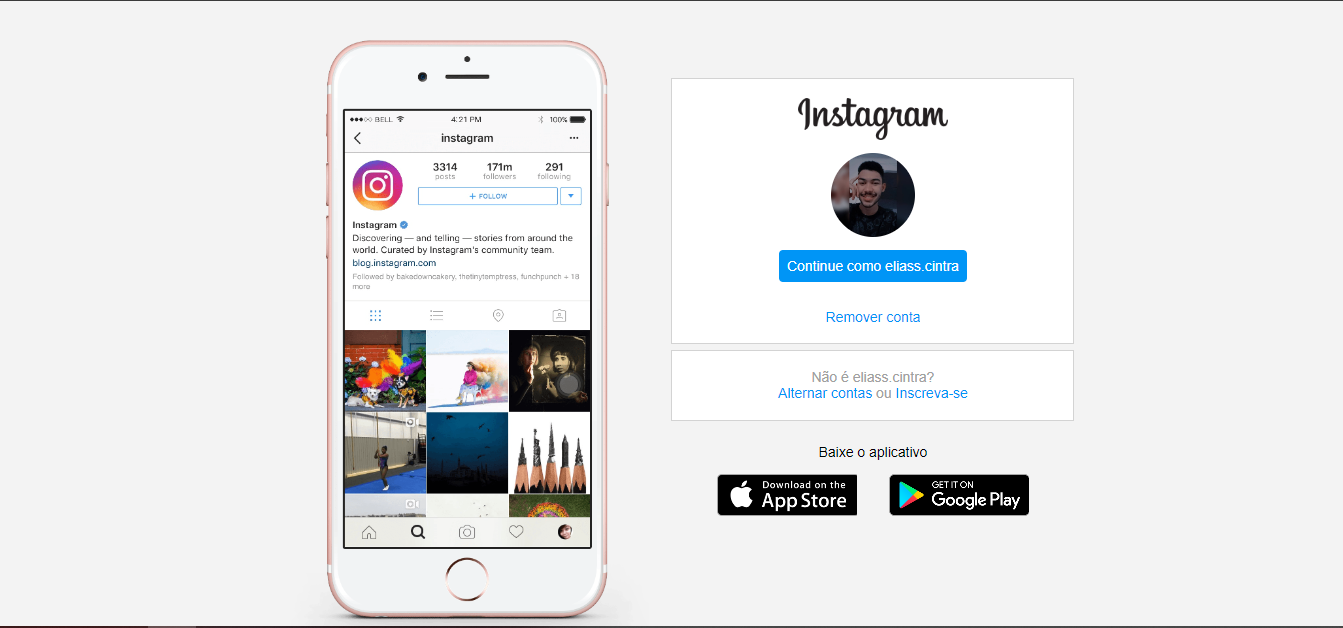 GitHub - EliasCintra/InstagramLogin: Recriando a pagina de login do Instagram. Usado HTML5 e CSS.
